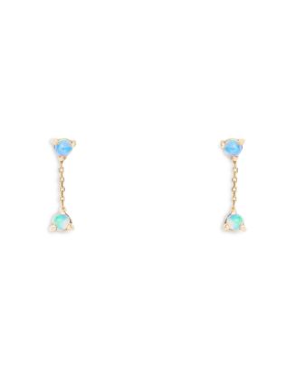 WWAKE 14K Yellow Gold Small Two-Step Chain Opal Earrings | Bloomingdale's