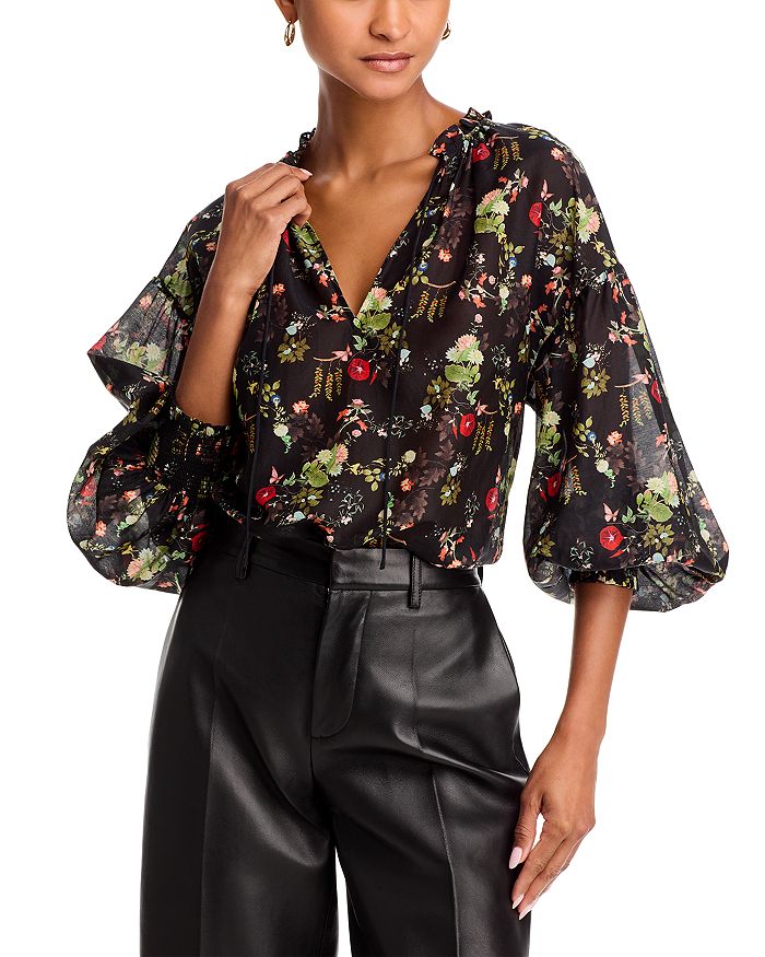 Alice and Olivia Julius Smocked Cuff Blouse | Bloomingdale's