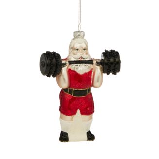 Bloomingdale's Glass Weightlifting Santa Ornament - Exclusive ...