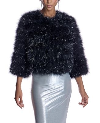 Maximilian Feather Bolero with Metallic Thread Inserts | Bloomingdale's