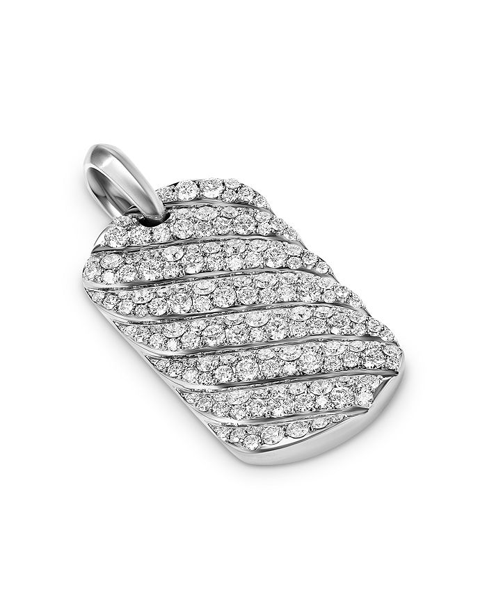 David Yurman Men's Sculpted Cable Tag in Sterling Silver with Diamonds ...