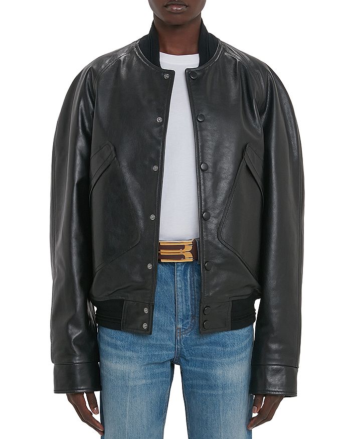 Victoria Beckham Leather Varsity Jacket | Bloomingdale's