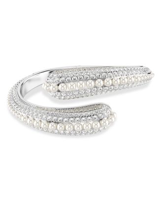 Swarovski Sublima Crystal & Imitation Pearl Cuff Bracelet in Rhodium ...