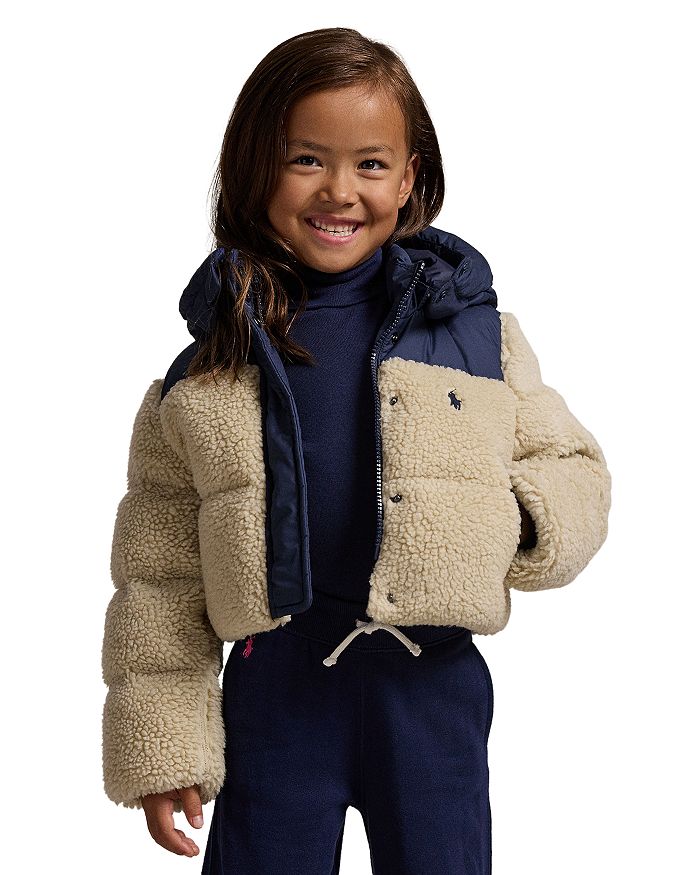 Ralph Lauren Girls' Teddy Fleece Boxy Hybrid Jacket - Little Kid ...