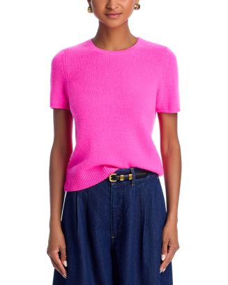C by Bloomingdale's Cashmere Short Sleeve Cashmere Shell Top ...