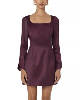 FRENCH CONNECTION Structured Satin Split Sleeve Dress | Bloomingdale's