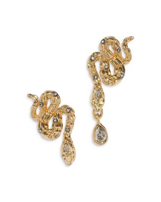 Alexis Bittar Serpent Pavé Snake Drop Earrings in 14K Gold Plated ...