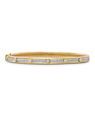 David Yurman 18K Yellow Gold Modern Renaissance Bangle Bracelet with Full Pave Diamonds