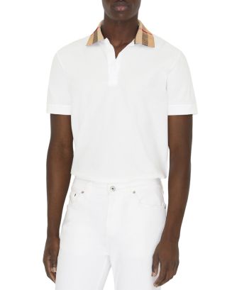 Burberry Cody Cotton Piqué Check Collar Slim Fit Polo Shirt ...