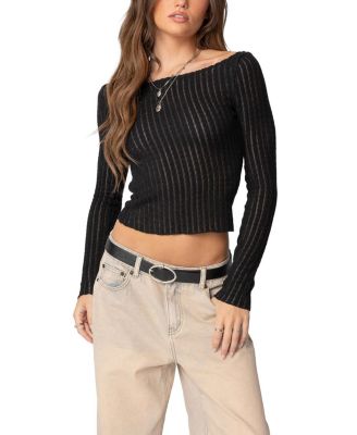 Click here for Edikted Textured Sheer Boat Neck Top prices