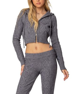 Click here for Edikted Ray Cable Knit Hooded Cardigan prices