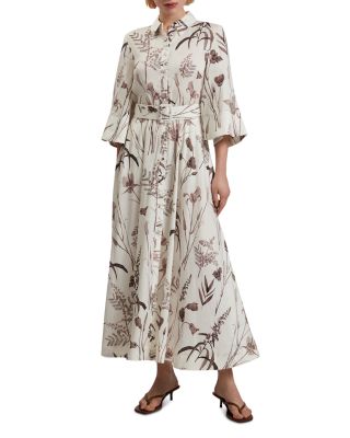 Ted Baker Luwisa Linen Silk Pleated Midi Dress | Bloomingdale's