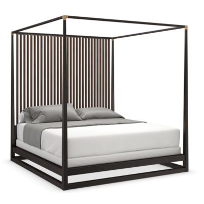 Click here for Caracole Pinstripe Canopy King Bed  Dark Chocolate prices