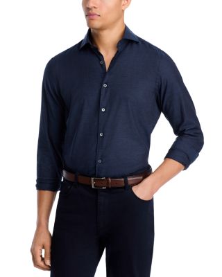 Canali Tonal Herringbone Weave Sport Shirt