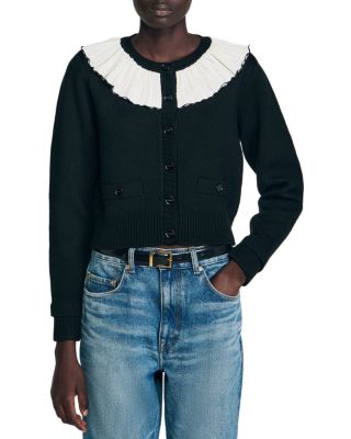 Click here for Sandro Contrast Collar Cardigan prices