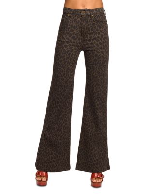 Click here for Ramy Brook Tyra High Rise Flared Animal-Print Jean... prices