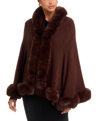 Click here for Surell Faux Fur Trim Poncho prices