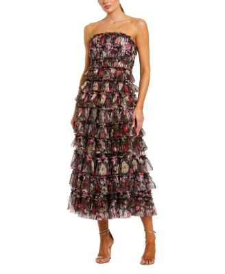 Click here for Mac Duggal Strapless Micro Ruffle A Line Midi Dres... prices
