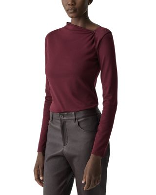 Click here for Theory Slash Neck Twist Shoulder Top prices