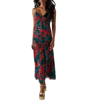 Click here for Warehouse Chiffon Gathered Channel Midi Dress prices