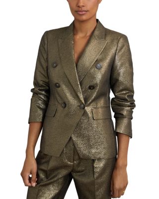 Click here for Reiss Sienna Double Breasted Metallic Blazer prices