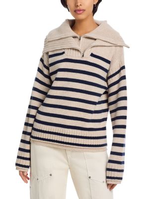 rag & bone Ilaria Stripe Half Zip Wool Sweater