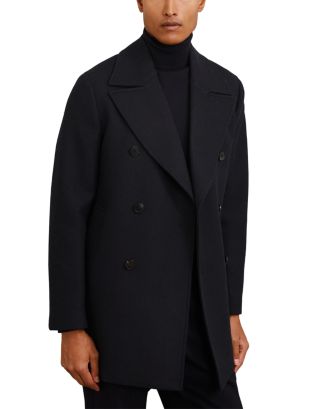 REISS Wool Blend Double Breasted Peacoat | Bloomingdale's Men