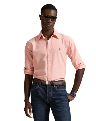 Polo Ralph Lauren Mens Classic Fit Long Sleeve Oxford Shirt - Peach