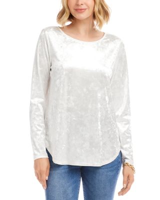 Click here for Karen Kane Long Sleeve Crushed Velvet Shirttail To... prices