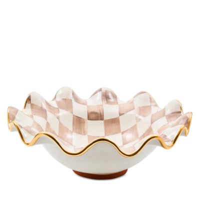 Click here for MacKenzie-Childs Mocha Check Ceramic Fluted Servin... prices