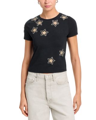 Click here for Alice and Olivia Cindy Embellished Cropped Tee prices