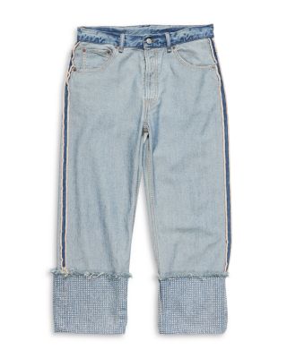 Click here for Acne Studios Rhinestone Hem Straight Jeans in Mid... prices