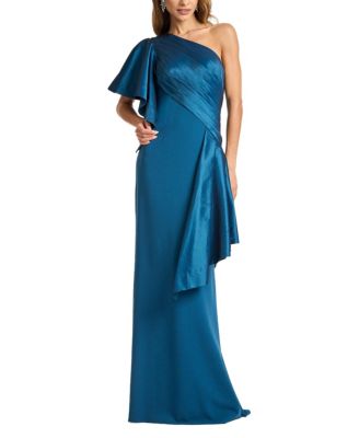 Click here for Tadashi Shoji Santa Fe Draped Flounce Gown prices