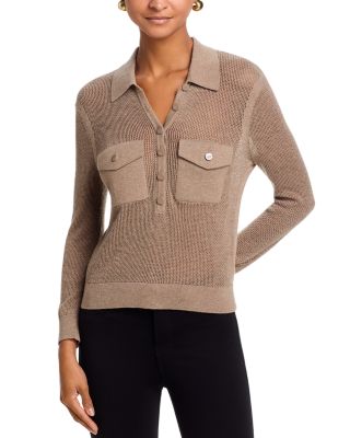 Click here for LAgence Carine Pointelle Collared Sweater prices