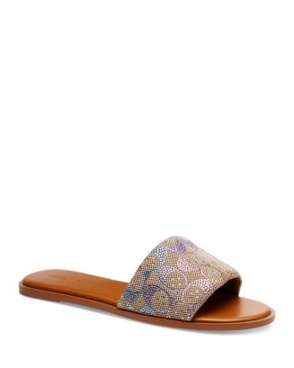 COACH Women's Holly Crystal Signature Jacquard Slide Sandals ...