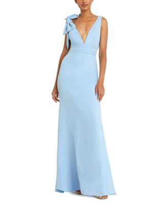 Click here for Mac Duggal Petite Sleeveless V Neck Bow Detail Mer... prices
