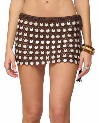 Click here for Edikted Alora Iridescent Crochet Mini Skirt prices