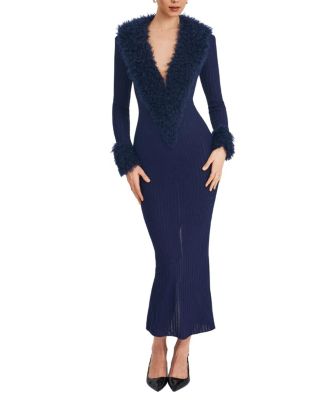 Click here for Miss Circle Romina Plunging Faux Fur Trimmed Croch... prices