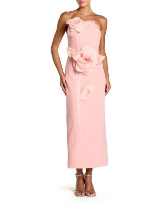 Click here for Mac Duggal Strapless Crepe Dress with 3D Satin Flo... prices