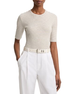 Click here for Vince Striped Elbow Sleeve Crewneck Tee prices