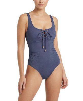 Click here for Change of Scenery Taylor Lace-Up Underwire One-Pie... prices