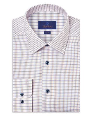 Click here for David Donahue Trim Fit Dobby Check Dress Shirt prices