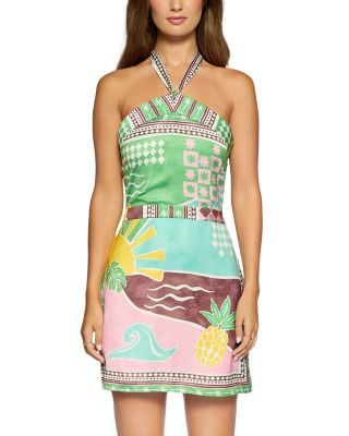 Click here for Lost and Waner Isla Spell Halter Mini Dress prices