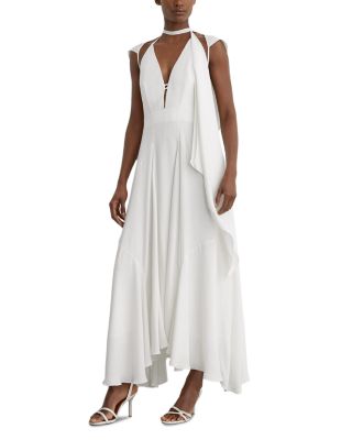 Click here for Reiss Evory Draped Cape Dress prices