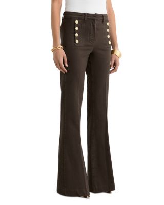 Click here for Reiss Athena High Rise Flare Leg Jeans in Khaki Gr... prices