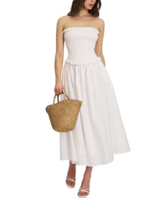 Click here for Miss Circle Quadiya Smock Top Strapless Drop Waist... prices