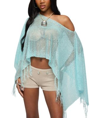 Click here for Edikted Sequin Fringe Knit Poncho prices