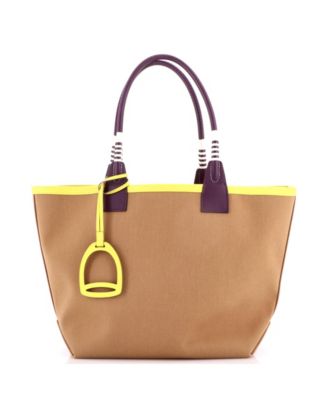 Click here for Pre-Owned HERMES 28 Sac Steeple Tote Toile with Le... prices