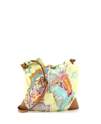 Click here for Pre-Owned HERMES Pm Silky City Bag Printed Silk an... prices
