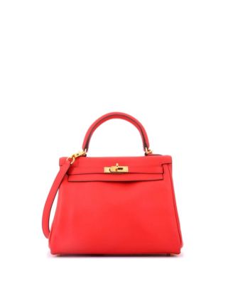 Click here for Pre-Owned HERMES Kelly 25 Handbag Red Swift with G... prices